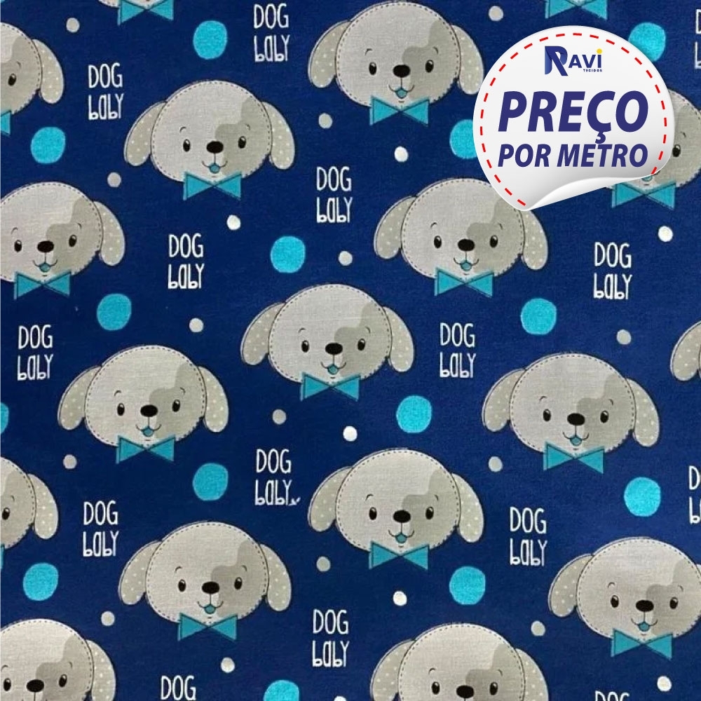 TRICOLINE ESTAMPADA MISTA DOG BABY / CACHORRO FUNDO ROYAL D4065 V092
